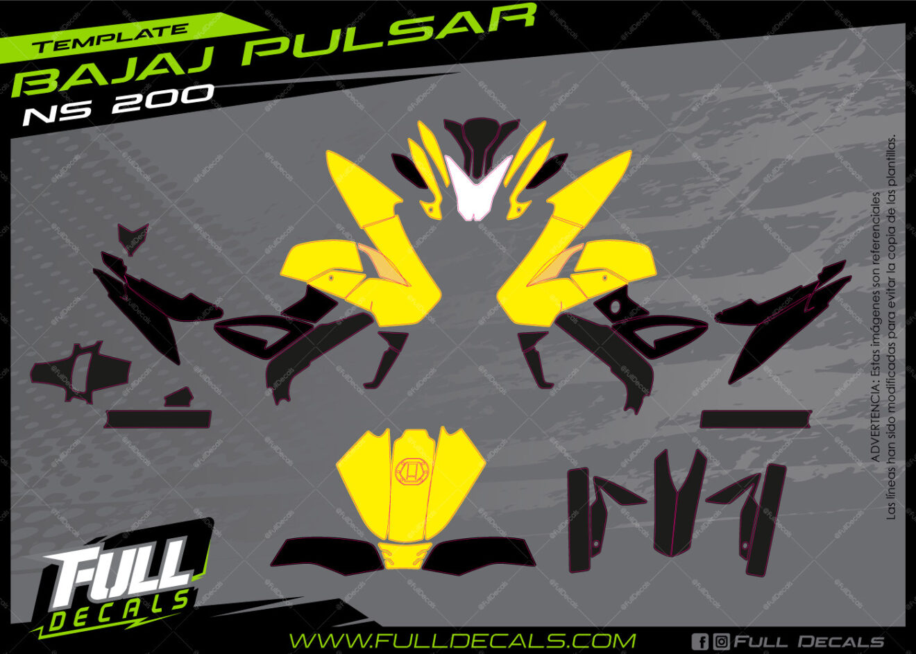 BAJAJ PULSAR NS200 PLANTILLA BASICA – FULL DECALS
