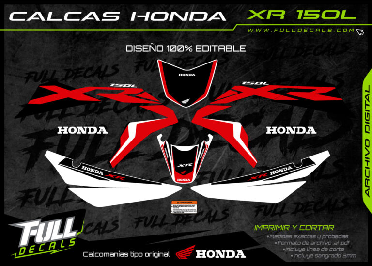CALCAS HONDA XR 150L DISEÑO TIPO ORIGINAL - FULL DECALS