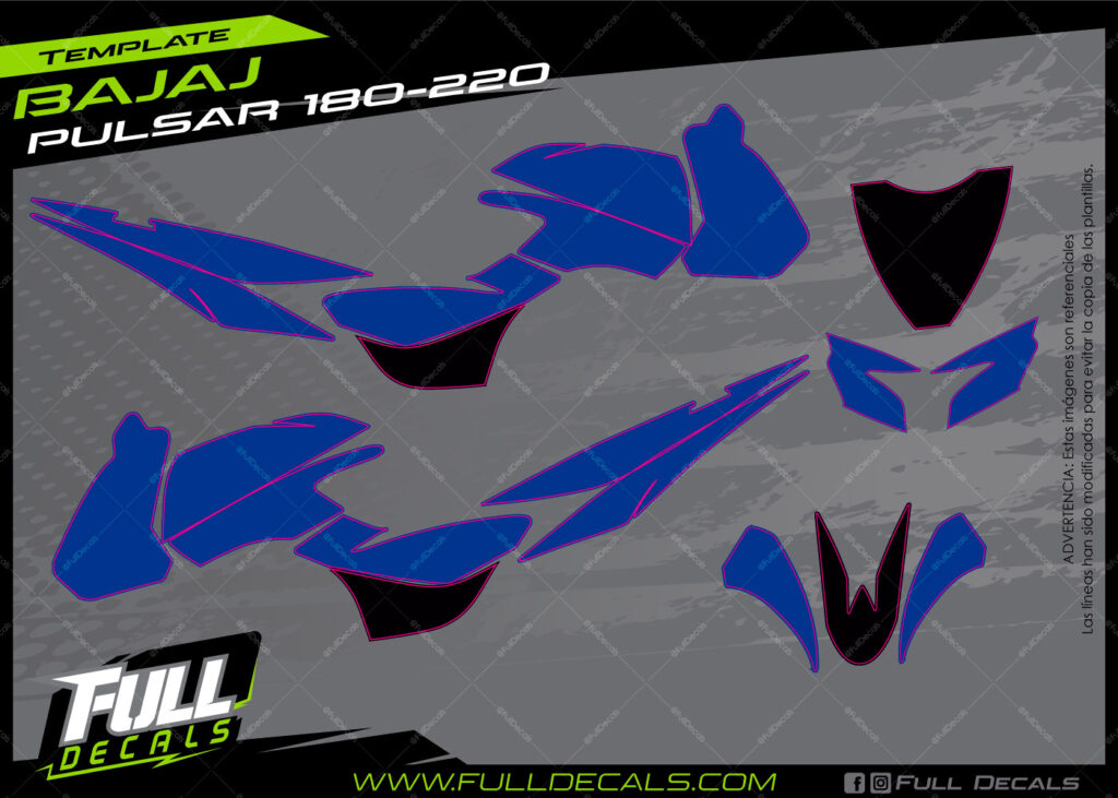 BAJAJ PULSAR 180/220 PLANTILLA BASICA - FULL DECALS