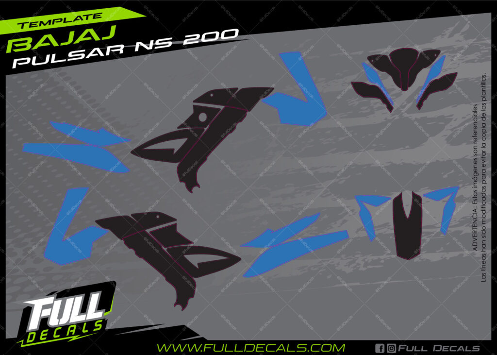 BAJAJ PULSAR NS200 PLANTILLA BASICA - FULL DECALS