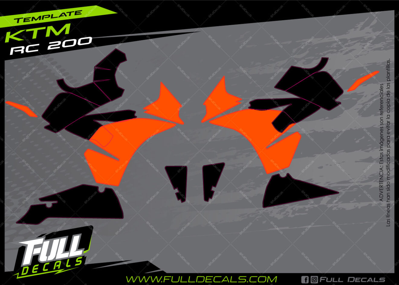 KTM RC 200 PLANTILLA BASICA - FULL DECALS