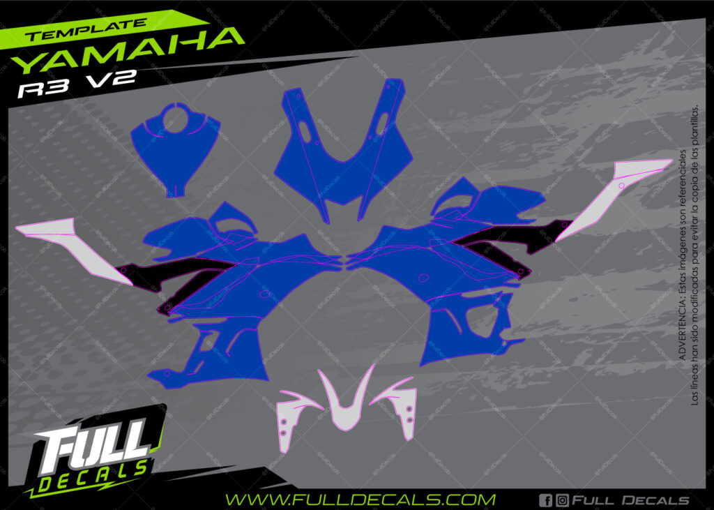 YAMAHA R3 V2 PLANTILLA BASICA - FULL DECALS