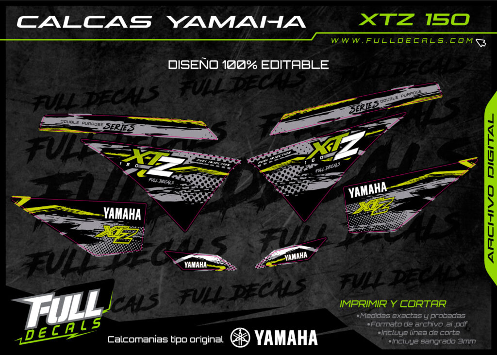 CALCAS YAMAHA XTZ 150 DISEÑO TIPO ORIGINAL - FULL DECALS
