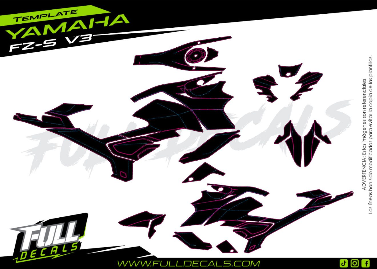 YAMAHA FZ S V3 PLANTILLA PRO - FULL DECALS