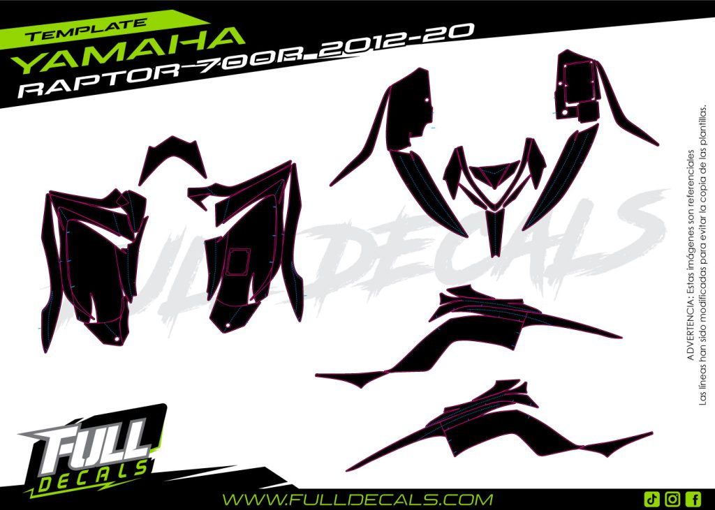 YAMAHA RAPTOR 700R 2012 2020 PLANTILLA PRO - FULL DECALS